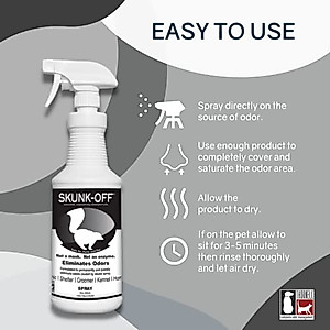 Skunk Off Skunk Odor Eliminator Pet Spray (32oz) - Ready To Use Skunk Odor Remover For Dogs, Cats, Home, Carpet, Car, Clothes & More – Skunk Spray w/ Non-Enzymatic Formula Safe For Pets & People