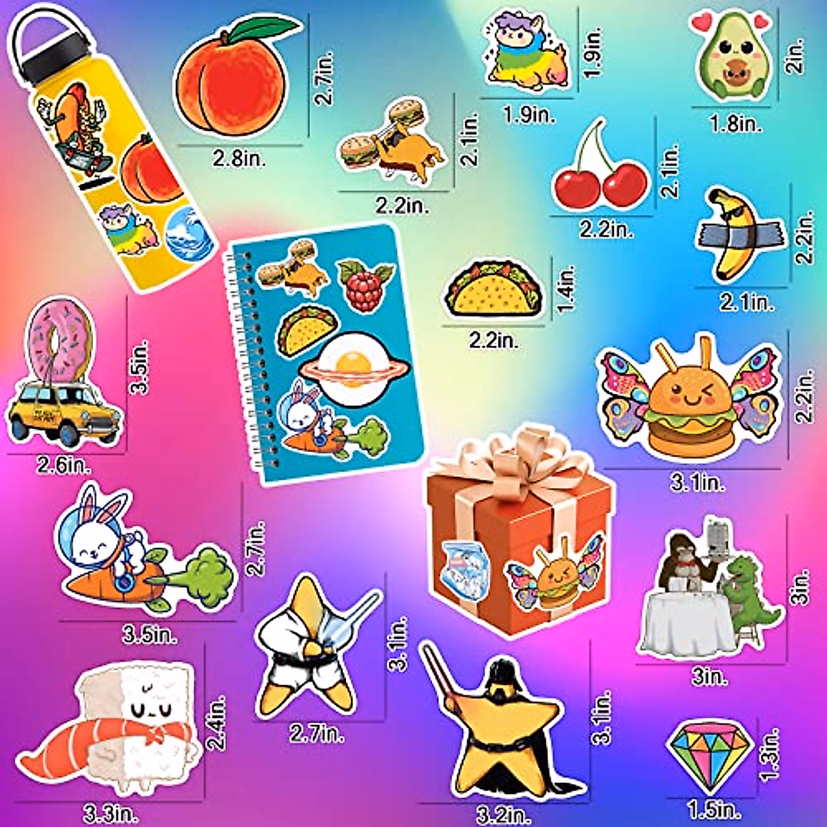 300pcs VSCO Stickers for Water Bottle, Cool Laptop Stickers for Kids Teens, Trendy Graffiti Cute Vinyl Aesthetic Waterproof Stickers Pack for Skateboard Luggage, Colorful Funny Stickers