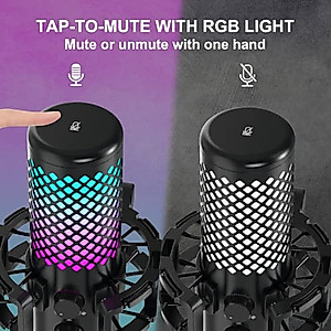 VeGue USB Gaming Microphone for PS5, All Metal PC Computer Condenser Mic with RGB Light, Mute Button, Pop Filter, Shock Mount, Gain Control for YouTube Recording Streaming Twitch Podcasts Videos