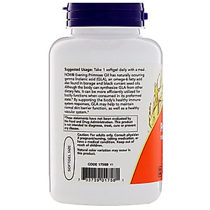 NOW Supplements, Evening Primrose Oil 1000 mg, Cold Pressed, Hexane Free, Vegan Formula, 90 Veg Softgels