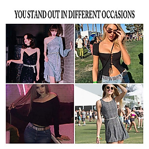 WERFORU Women Crystal Rhinestone Shiny Chain Waist Belt Party Club Sparkle Belt(B-Silver