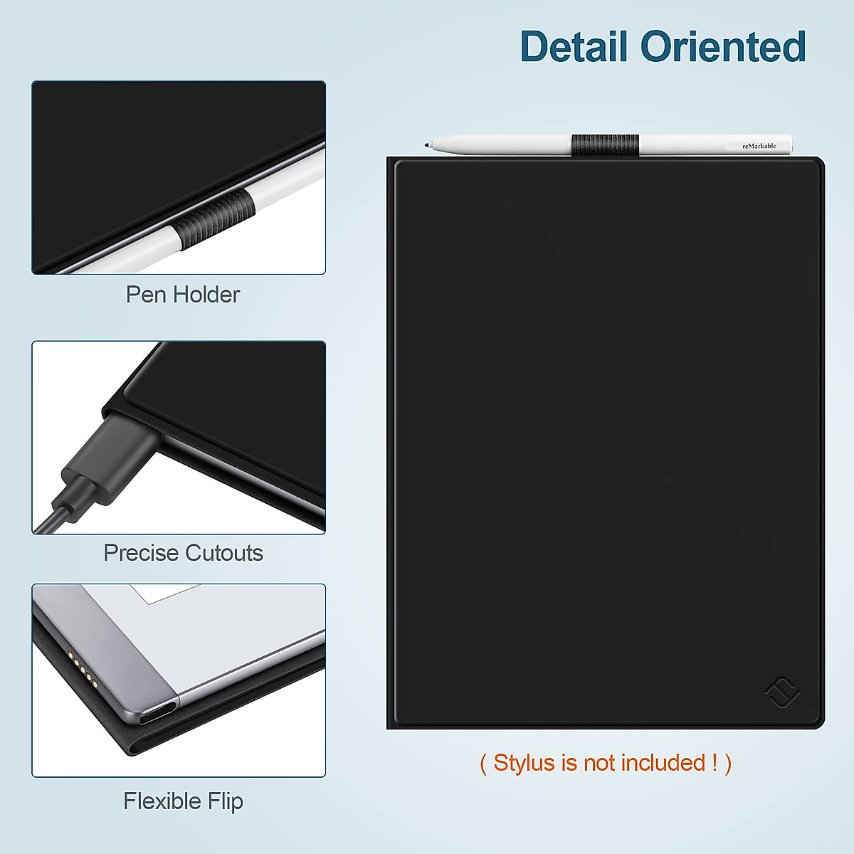 Fintie Slim Case for Remarkable 2 Digital Paper Tablet 10.3 inch (2020 Released) - Premium PU Leather Lightweight Book Folio Cover with Pen Holder, Not Fit Remarkable 1, Black