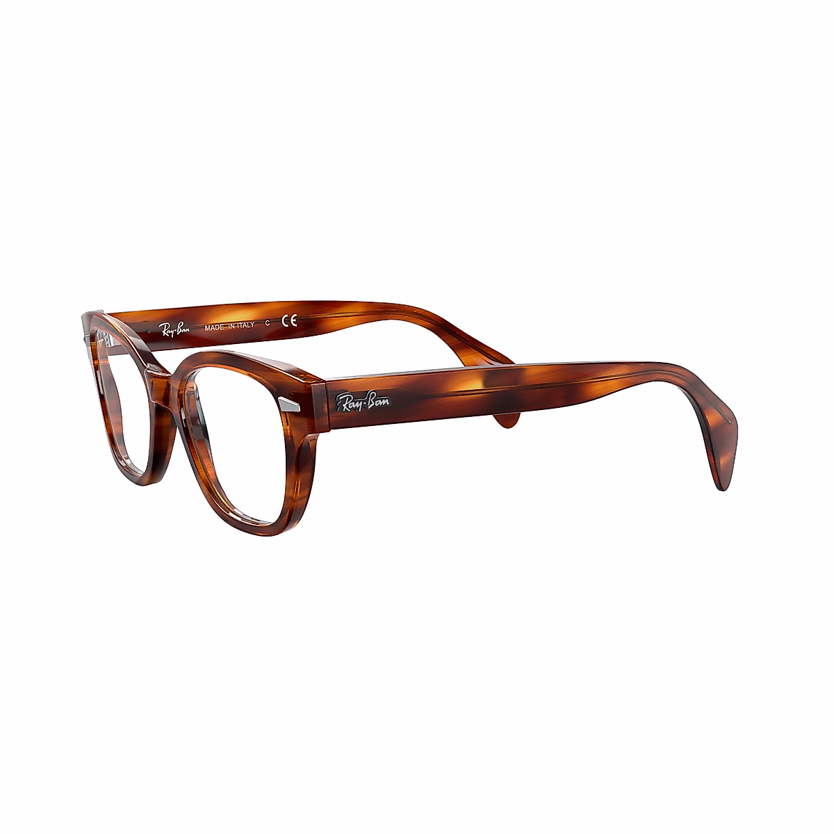 Ray-Ban RX0880 Square Prescription Eyewear Frames, Striped Havana/Demo Lens, 52 mm