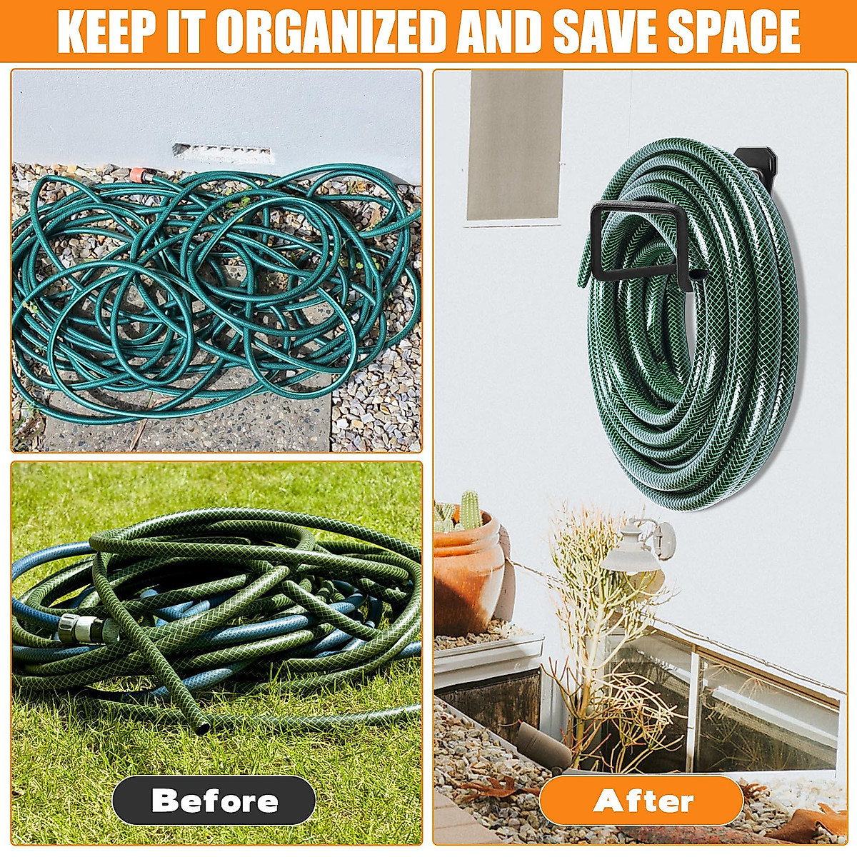 Zitalupy Garden Hose Holder, Heavy Duty Garden Hose Reel Wall Mount Water Hose Holder for Outdoor, Outside Yard & Garden, Garden Hose Storage for Water Hose, Extension Cords