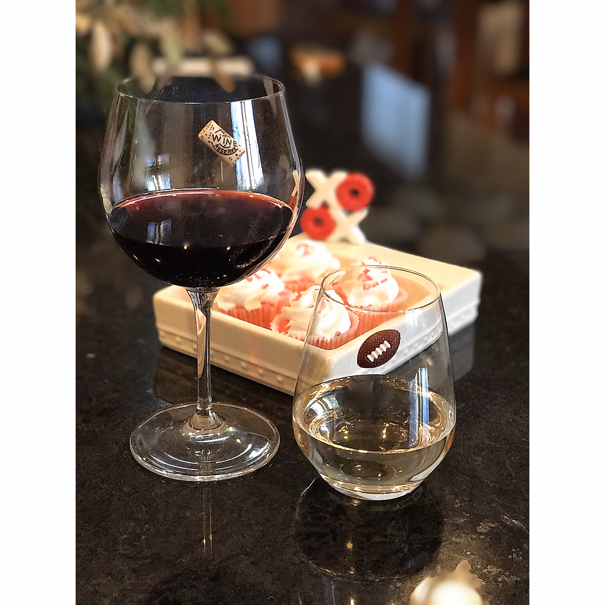 His and Hers Magnetic Wine Charms & Stemless Glass Markers - Set of 12 - Fun Birthday, Hostess or Housewarming Gift by Simply Charmed