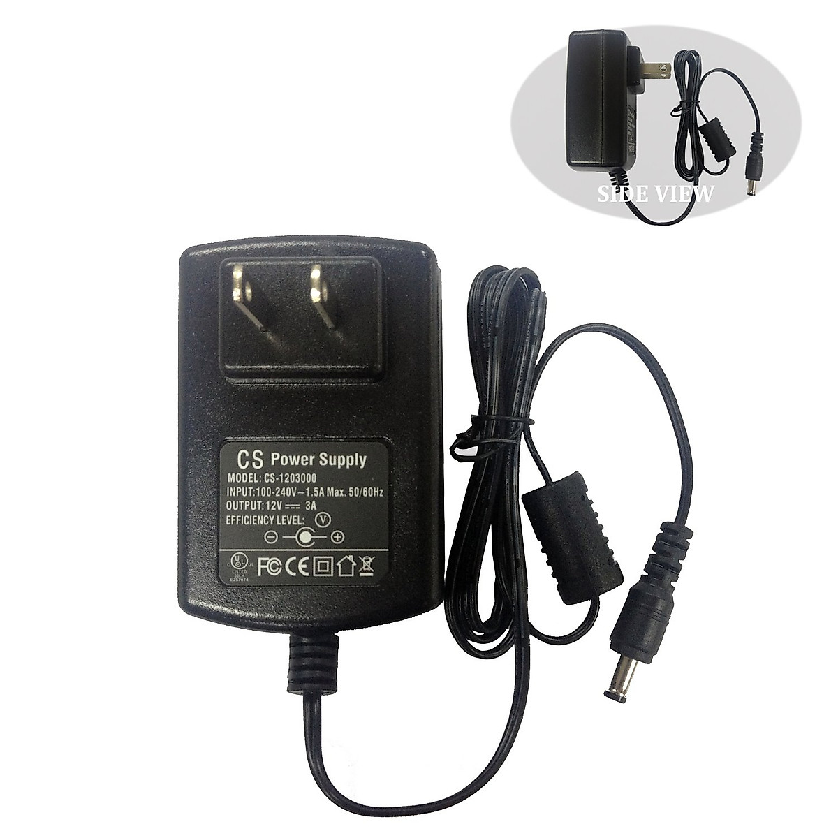 100-240V AC to DC 12V 3A 36W Power Supply Adapter, with 8 Way Splitter Cable, Plug 5.5 x 2.1mm for Led Light Strips NVR DVR Camera