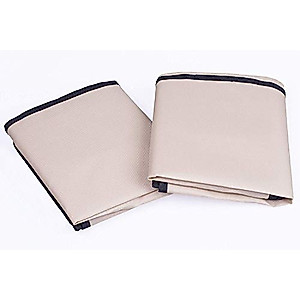 LONGTEAM 2PCS Oxford Comforter Storage Bags Home Pillow Beddings Blanket Clothes Breathable Organizers with Zippers, Clear Windows and Carry Handles (Beige, 2 Packs)