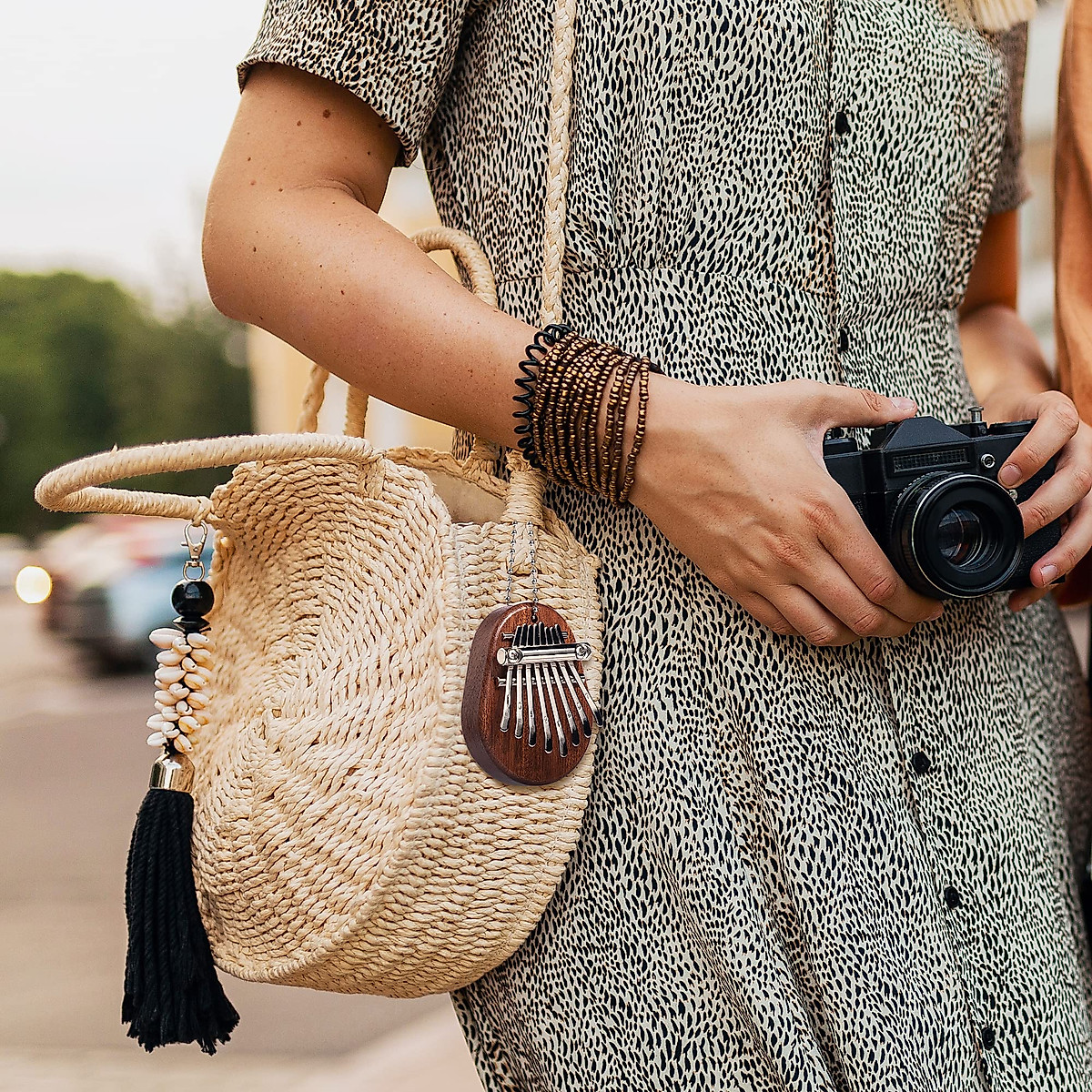 MOTZU Mini Kalimba, 8 Keys Finger Thumb Piano, Portable Mbira Solid Wood Finger Piano, Special Musical Instrument Gift for Kids, Adults, and Beginners