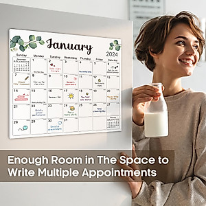 Aesthetic Magnetic Calendar For Refrigerator, Fridge Calendar Runs From January 2024 Until June 2025, 18 Monthly Refrigerator Calendar With Greenery Designs for Easy Organizing - Nature