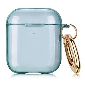 AIRSPO Airpods Case Cover, Airpod Case 2nd Generation Clear Soft TPU Protective Cover Compatible with Apple AirPods 1/2 Wireless Charging Case with Keychain (Clear Green)