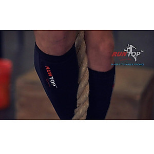 RUNTOP Shin Sleeves Guards for Rope Climbing Deadlifting Weightlifting Powerlifting Cross Fitness Training Box Jumping Leg Calf Support Men Women (7mm Black-Single, S)