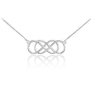 Claddagh Gold 925 Sterling Silver Double Infinity Pendant Necklace, 16"