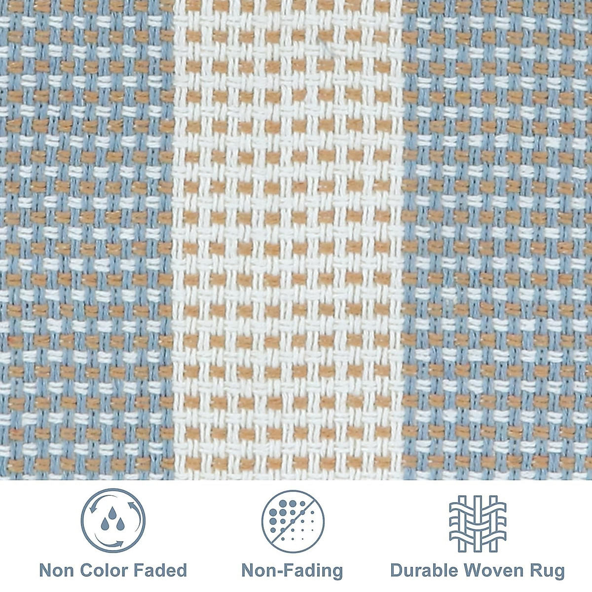 LEEVAN Front Door Rug 24'' x 35'', Machine Washable Blue Outdoor Rug Entryway Rugs, Indoor Striped Rug Cotton Hand-Woven Small Area Rug Outdoor Mats for Porch/Farmhouse/Home Entrance