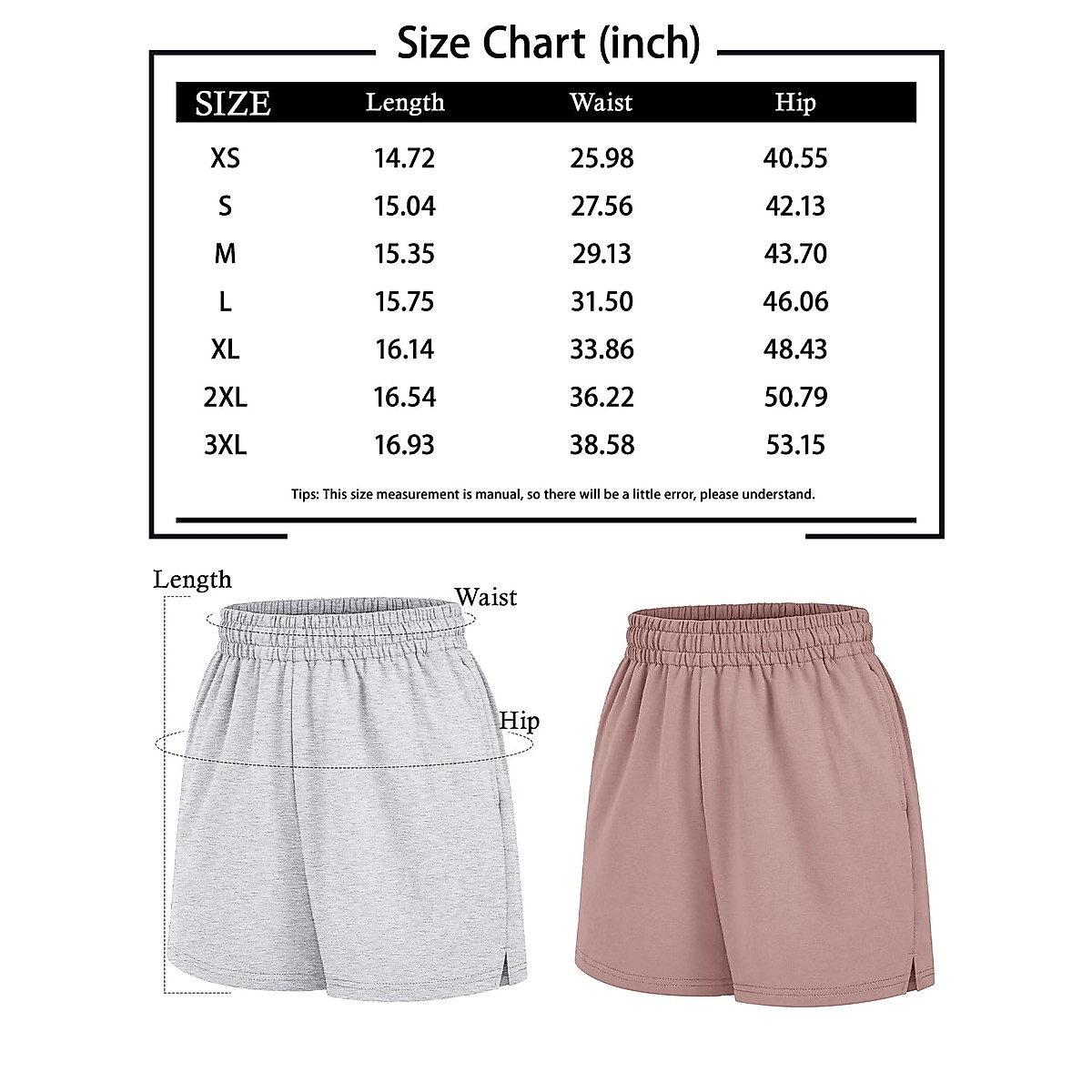 AUTOMET Womens Sweat Shorts Casual Summer Drawstring Comfy Elastic High Waist Running Clothes with Pockets Grey M