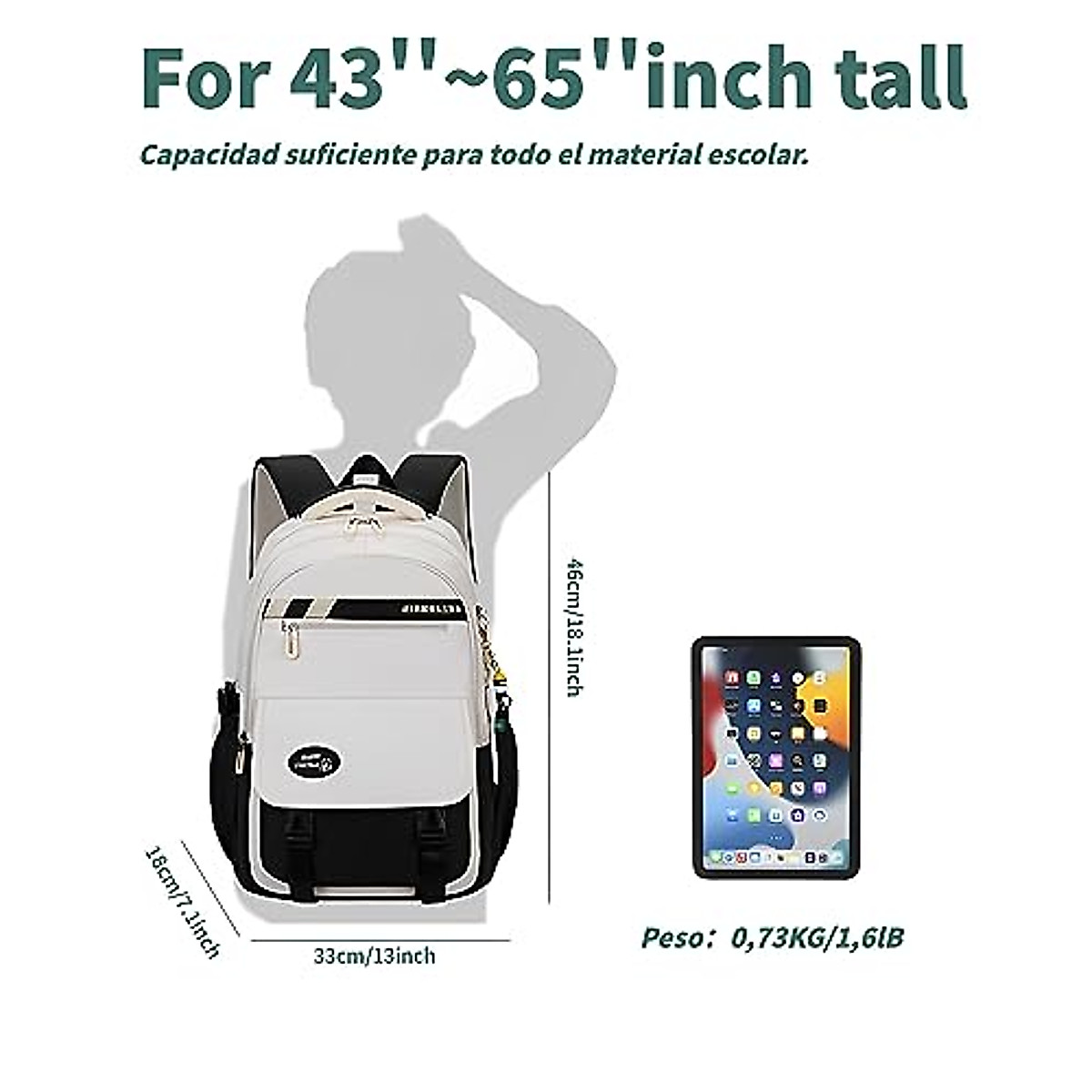 ooibnn Kawaii Backpack With Cute Accessories Spine Protection Anti-thief Cute Aesthetic Book Bag (Mint Green)