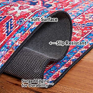 SAFAVIEH Tucson Collection Area Rug - 10' x 14', Navy & Red, Machine Washable & Slip Resistant, Ideal for High Traffic Areas in Living Room, Bedroom, Dining (TSN121N-10)