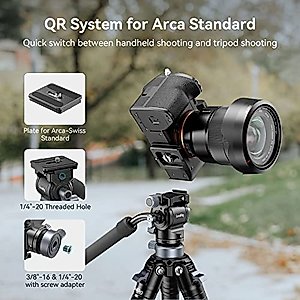 SmallRig Tripod Fluid Video Head with Leveling Base, Quick Release Plate for Arca Swiss and Adjustable Handle, Pan Tilt Head for Compact Cameras DSLR Cameras, Load up to 8.8lb/4kg-4170