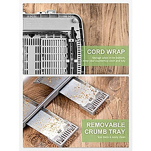 Toaster 4 Slice, Extra Wide Slots, Stainless Steel with High Lift Lever, Bagel and Muffin Function, Removal Crumb Tray, 7-Shade Settings with Warming Rack, Silver, Yabano