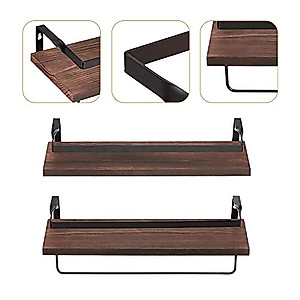 Coral Flower Floating Wall Mounted Shelves for Kitchen, Bathroom,Set of 2, 16.1inch, Carbonized Black