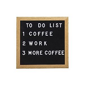 Pearhead Natural Wood And Black Felt Classic Letter Board Set, Includes 294 White Letters, Modern Reusable Message Board, Gender Neutral Photo Prop, Nursery And Home Decor, 10" x 10"