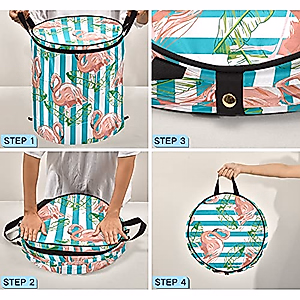 Tropical Flamingo Pop Up Laundry Hamper with Lid Foldable Storage Basket Collapsible Laundry Bag for Camping Picnics Bathroom