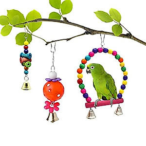 Holyfire Bird Toys 11PCS, Parakeet Toys Climbing Ladder Bird Swing Hanging Chewing Colorful Toys for Budgie, Cockatiel, Conure, Cockatoo, Love Birds, Finches, Mynah