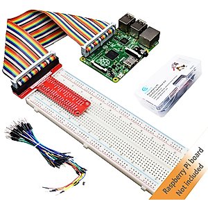 Adeept Raspberry Pi GPIO Breakout, T-Type GPIO Expansion Board +830 Points Solderless Breadboard+65pcs Jumper Cables +40pin Rainbow Ribbon Cable, Raspberry Pi GPIO Expansion Kit