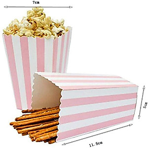 BinaryABC Popcorn Boxes,Stripe Pattern Decorative Dinnerware for Party,11.5 x 5CM,24pcs,Pink