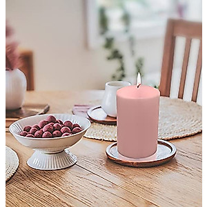 Hyoola Light Pink Pillar Candles 2x3 Inch - 4 Pack Unscented Pillar Candles Bulk - European Made