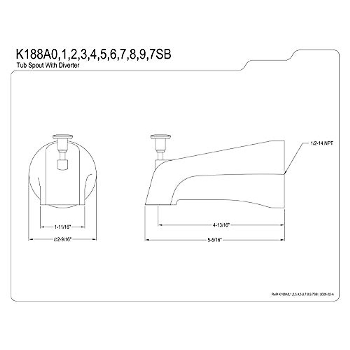 Kingston Brass K188A5 Designer Trimscape Showerscape 5-Inch Tub Spout with Diverter, Oil Rubbed Bronze
