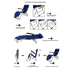 Livebest Set of 2 Lounge Chairs Folding Cot 2-in-1 Portable Reclining Beach Chair for Yard Garden Pool