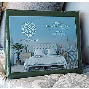 White Classic Avocado Dark Green Duvet Cover King Size Zipper Closure - Luxury Soft King Duvet Cover Set 3 Piece, 1 Duvet Cover 104x90 and 2 Pillow Shams | Comforter Not Included