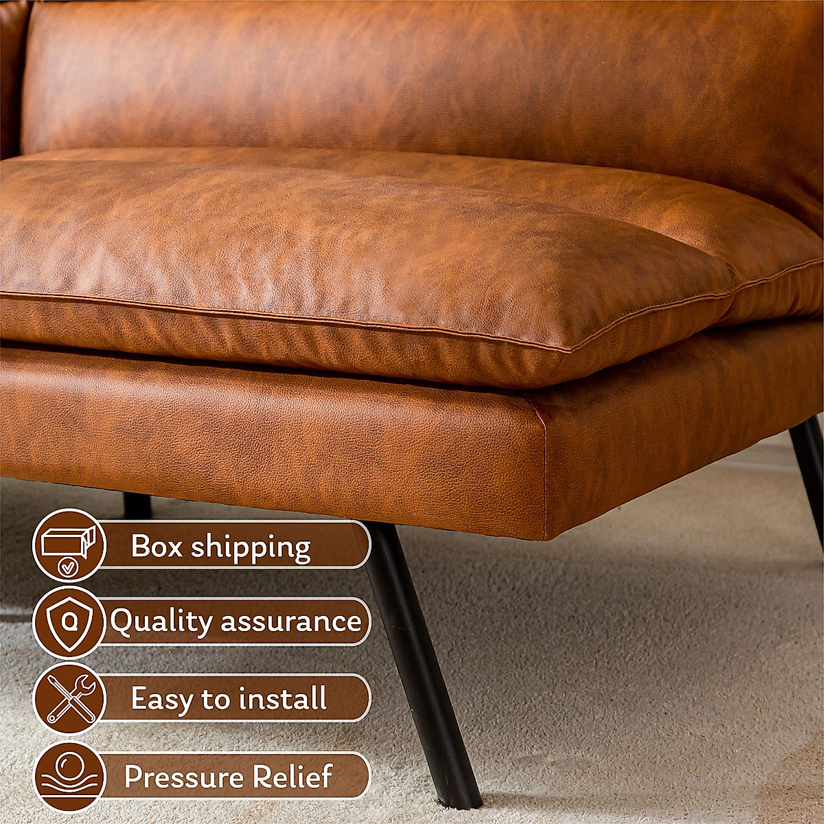 CH CHARME HOUSE N Bed Convertible futon Couch with Adjustable Backrest, Modern Sleeper Sofa for Office Living Bedroom and Sitting Room, Small, Brown-534