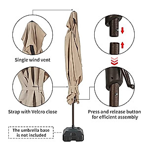 Verano Garden Patio Umbrella Rectangular Outdoor Table Market Umbrella with Push Button Tilt & Crank, 6.6 X 10 ft, Beige