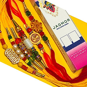 Whopper Pack of 6 Rakhi for Brother with Multi-Design Rakhee Bracelet for Bhai Bhaiya Indian Rakhi Raksha Bandhan Festival Traditional Rakhi Gift for Brothers