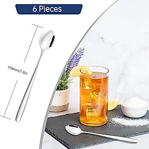 tiokin Long Handle Spoon, Iced Tea Spoons,7.8-Inch Coffee Spoon,Ice Cream Spoon, Stainless Steel TeaSpoons,Cocktail Stirring Spoon,Set of 6