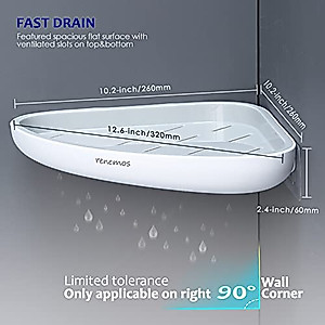 renemos Corner Shower Caddy, Shower Shelves Wall Mount, Ultra Stable Heavy Duty Adhesive Shower Rack, Fast Drain and Rustproof, Multi-tier Combination Available (White+Black)(1 PACK)