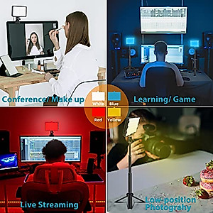 LED Streaming Key Lights, Photography Video Conference Lighting Kit with 4 Color Filters for Tabletop Photo Laptop Webcam Selfile Video Recording Computer Zoom Meetings Conferencing Game Live Stream