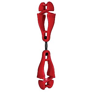 Ergodyne Squids 3400 Glove Clip Holder with Dual Clips,Red, 100-Pack