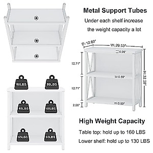 FATORRI Small Bookcase, Bookshelf for Small Space, Short Rustic Bookshelf, Wood and Metal Book Case and Book Shelf (White Oak)