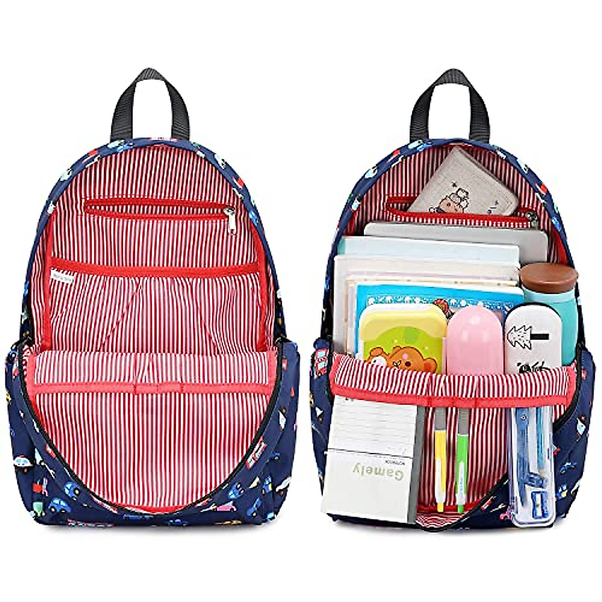 CAMTOP Preschool Backpack for Kids Boys Toddler Backpack Kindergarten School Bookbags (Y0057 Car-Navy Blue)