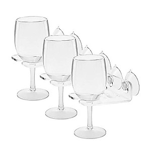 WANLIAN Wine glass holder, portable glass holder for acrylic bathroom and shower room, used for champagne, wine, martini, drink glass holder (3 pcs)