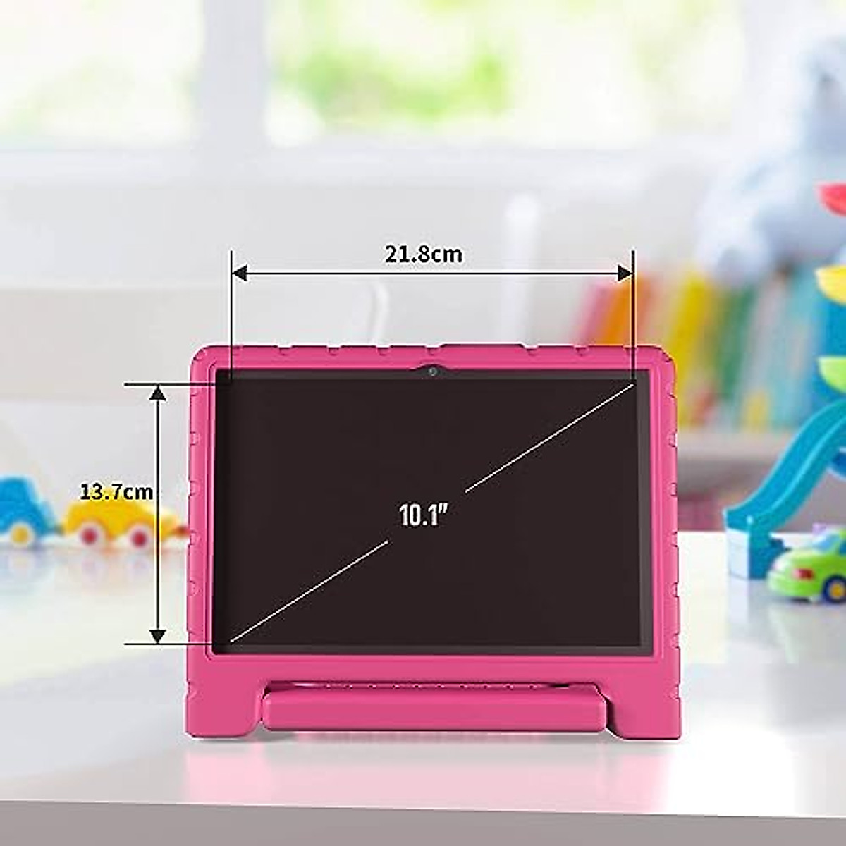 JREN Kids Tablet, 10" Tablet for Kids,IPS HD Display 1280 X 800,1080P, RAM 4GB and 64GB Storage, Google Family Link KidsSpace Pre-Installed, YouTube Neflix,Ages 6-12,Color Pink