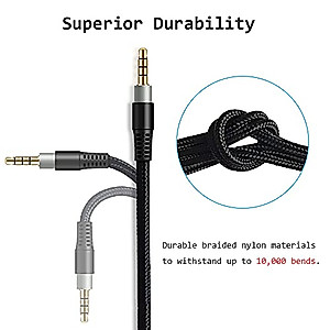 MJKOR Replacement Audio Aux Cable for HyperX Cloud Alpha and Cloud Mix Gaming headsets with Inline Mute & Volume Control (No Inline Mic)
