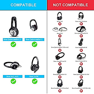 Professional Replacement Ear Pads for Bose QuietComfort 35 QC15 QC25 QC2 QC35/ Ae2 Ae2i Ae2w SoundTrue & SoundLink Over-Ear/Around-Ear Headphones/Soft Protein Leather (Black)