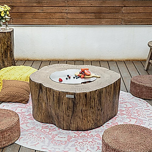 Manchester Concrete Fire Pit 42" x 39" Outdoor Patio Firepit Includes Lava Rocks Modern Fire Pits & Outdoor Fireplaces for Garden, Deck, Indoor & Outdoor Heating