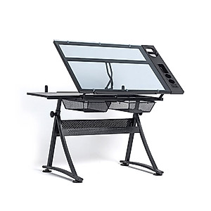VejiA Painting Table American Children Adult Liftable Glass Drawing Table Art Work Table Drafting Tables for Art