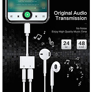 [Apple MFi Certified] 2PACK Lightning to 3.5 mm Adapter，iPhone Aux Adapter Support 2 in 1 Audio + Charger iPhone Splitter Compatible with iPhone 14/13/12/11/X/XR/XS/8/7/6/iPad/iPod