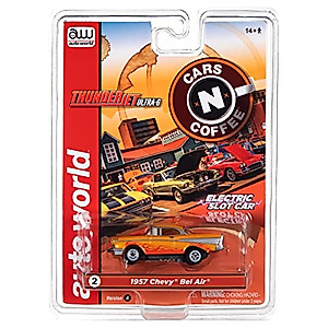 Auto World Thunderjet Cars N Coffee 1957 Chevrolet Bel Air (Orange) HO Scale Slot Car