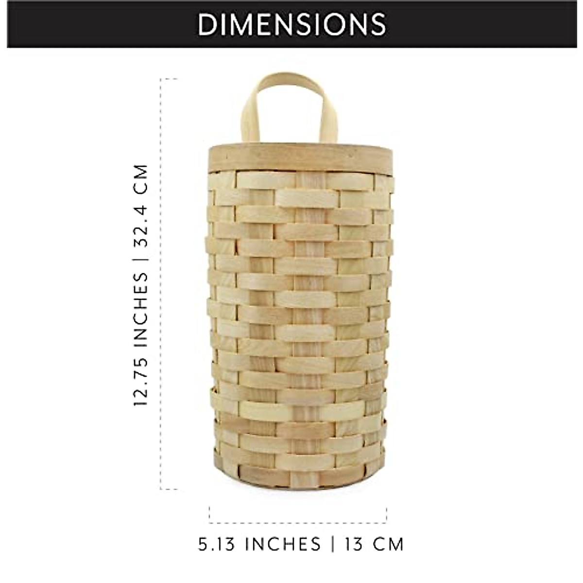 AuldHome Wicker Grocery Bag Holder (Natural); Wall-Mounted Rustic Farmhouse Plastic Bag Dispenser for Kitchen or Laundry Room